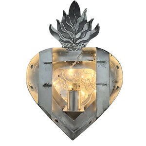 XLG 38 SACRED HEART Tin Luminaria, Punched Tin Heart Light, Winged ...