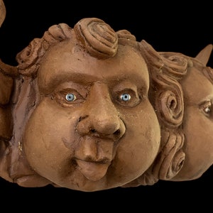 WOOD ANGEL, Two Faces Mexican Wood Angel, Cherubs, Cacheton, Chubby ...