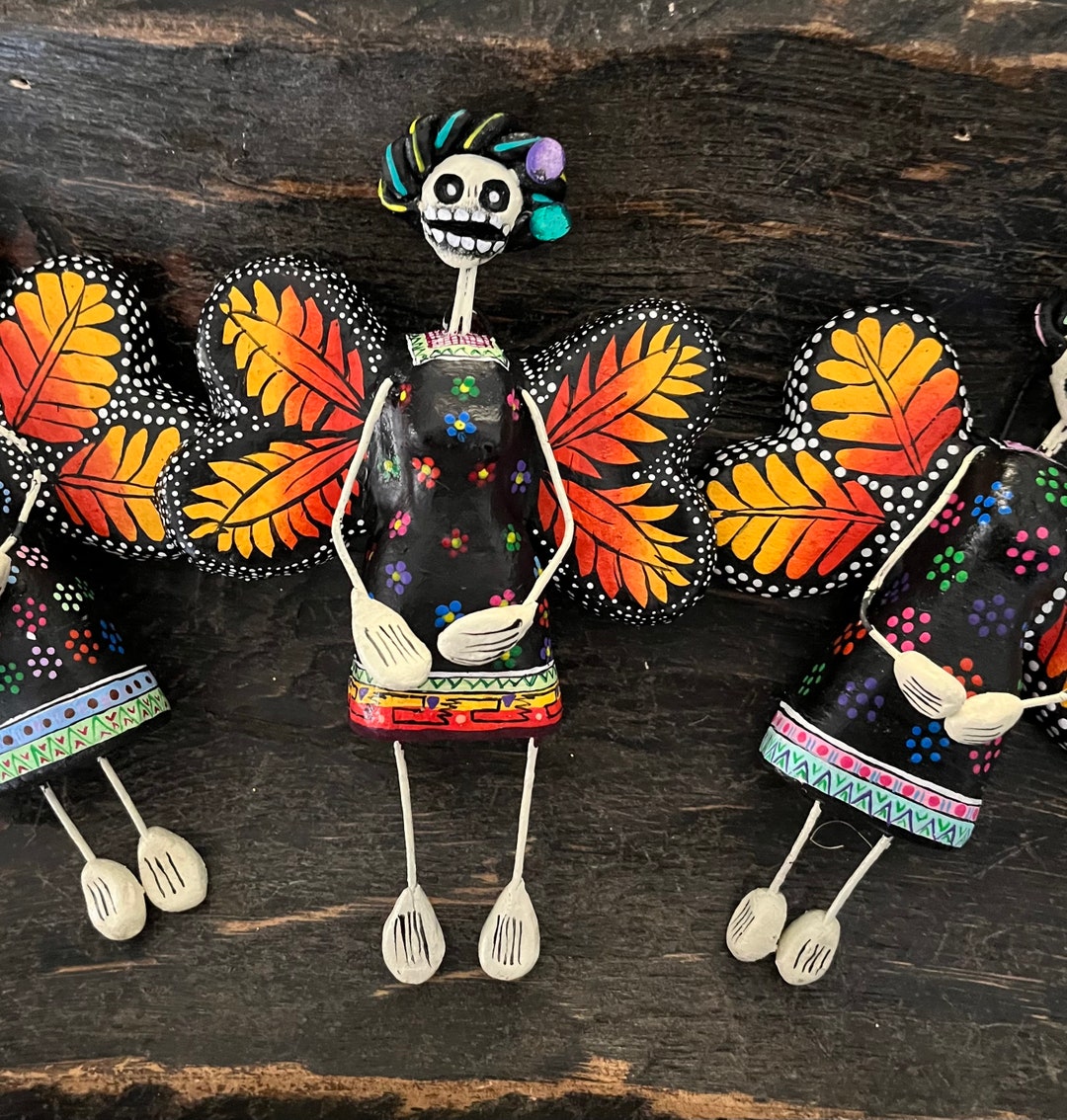FRIDA BUTTERFLY, Day of the Dead Frida ANGEL, Mexican Pottery Frida ...