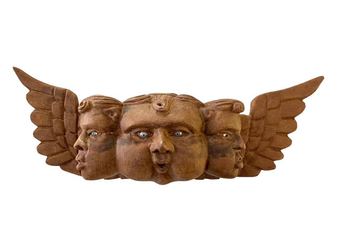 Mexican Wood ANGEL, Three Faces Cherub, Cacheton, Chubby Cheeks Angels ...