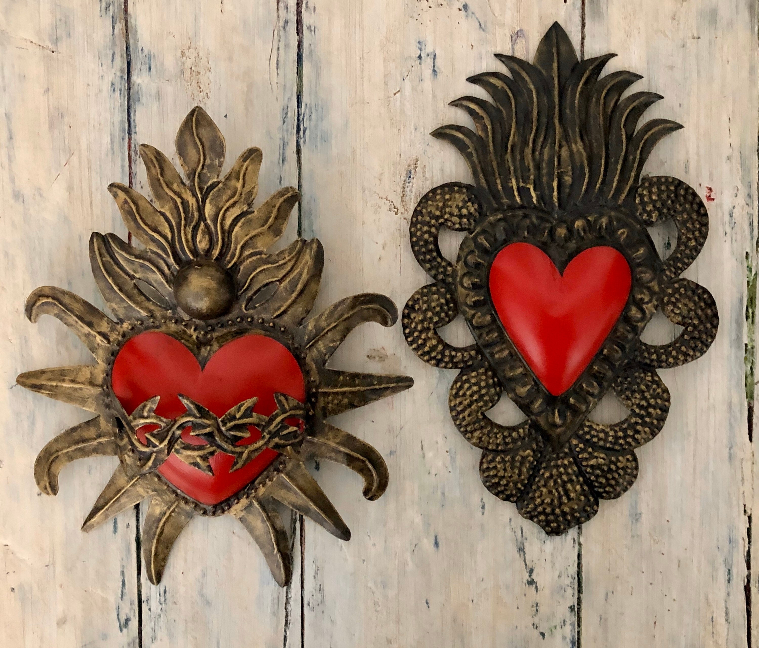 SET (2) Punched Tin Hearts