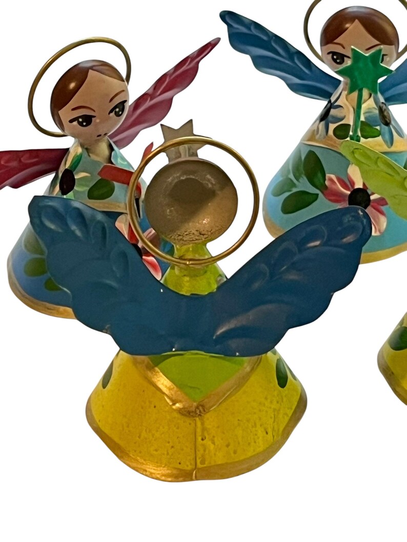 TIN ANGELS Set, Painted Angel ORNAMENTS, Mexican Christmas Party Favors ...