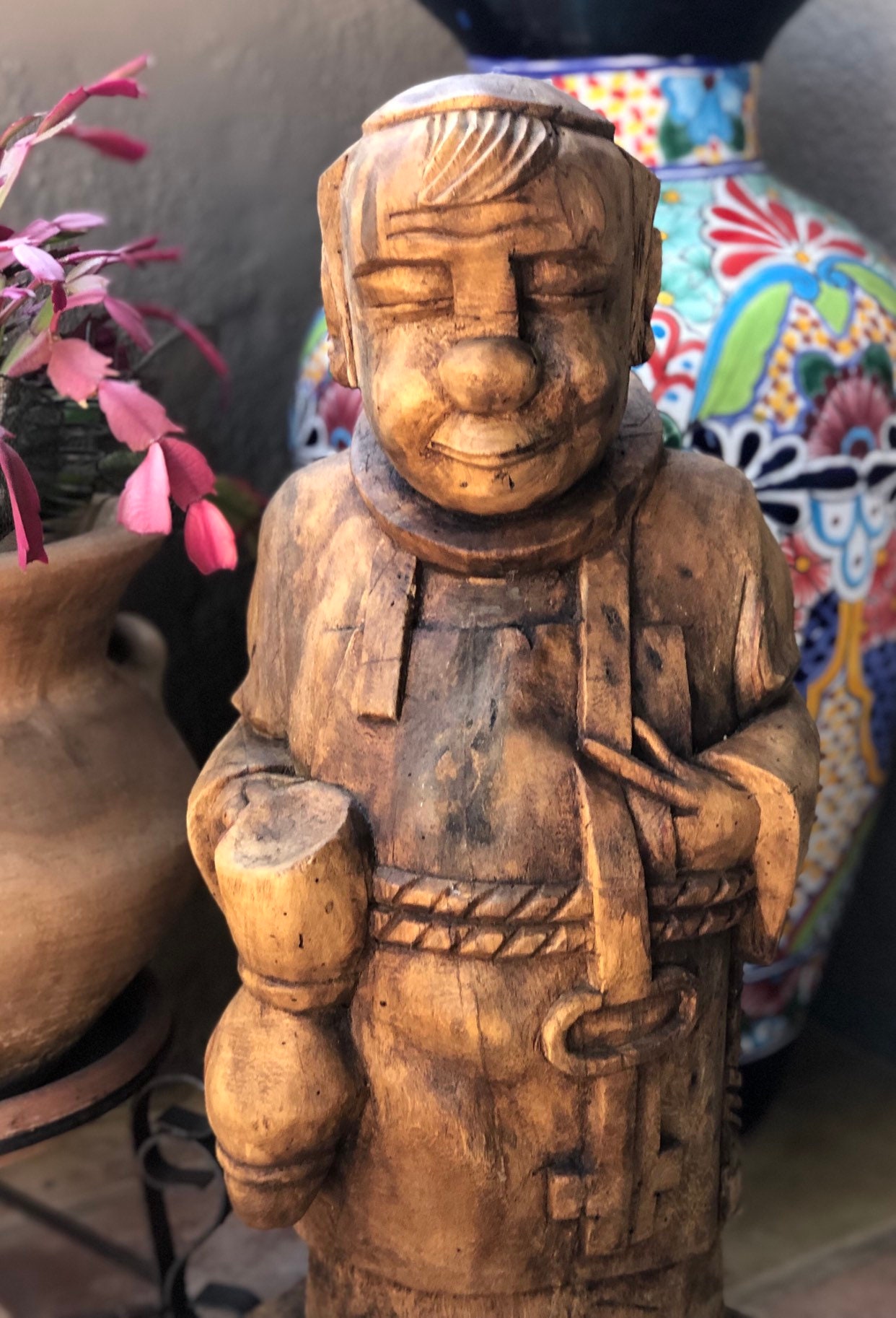 Carved Wood SAN PASQUAL Figurine, Patron Saint of Cooks Kitchen XLg ...