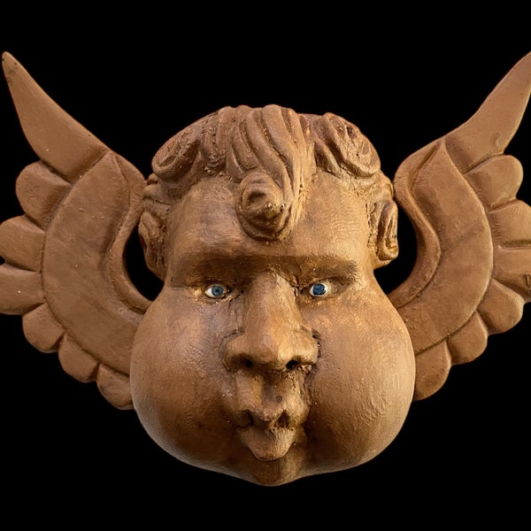 Mexican Folk Art Wood Angel Glass Eyes - Etsy