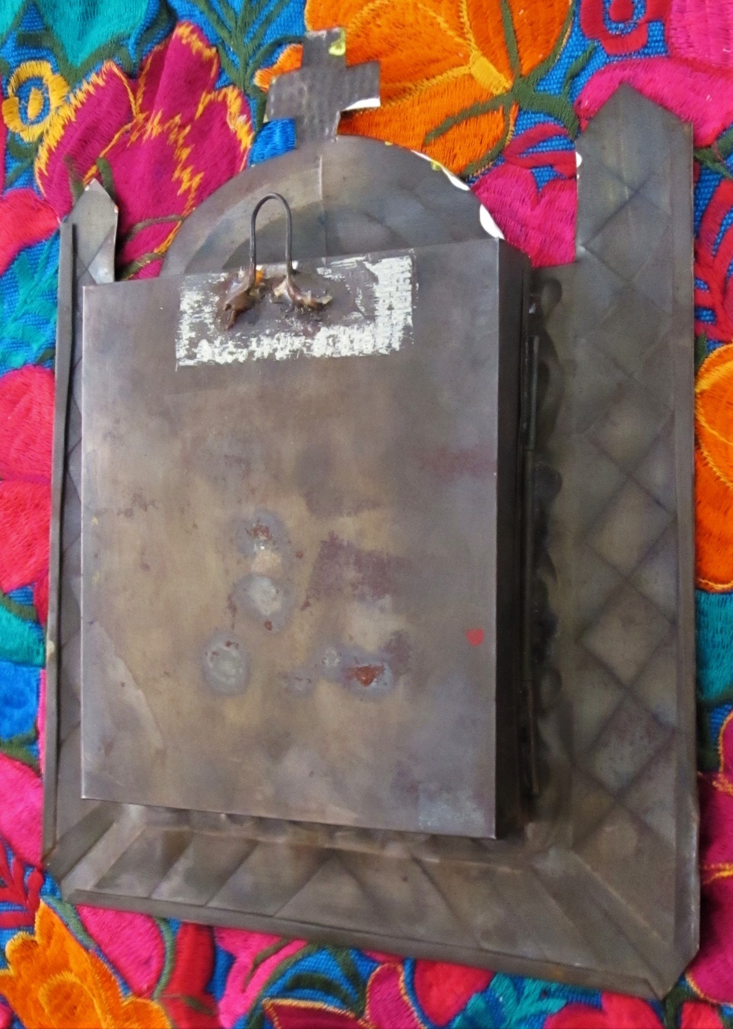 Vintage Painted Tin Nicho Frame Virgin Guadalupe