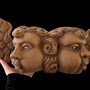 WOOD ANGEL, Two Faces Mexican Wood Angel, Cherubs, Cacheton, Chubby ...