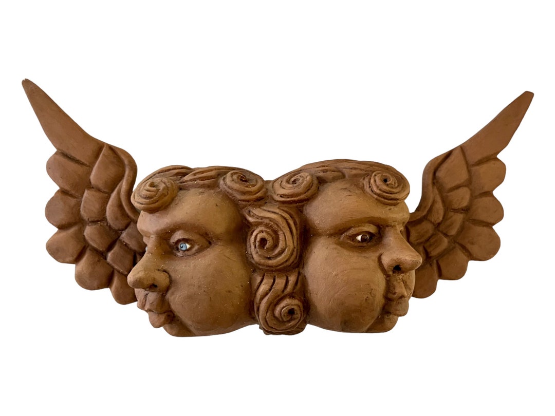 WOOD ANGEL, Two Faces Mexican Wood Angel, Cherubs, Cacheton, Chubby ...