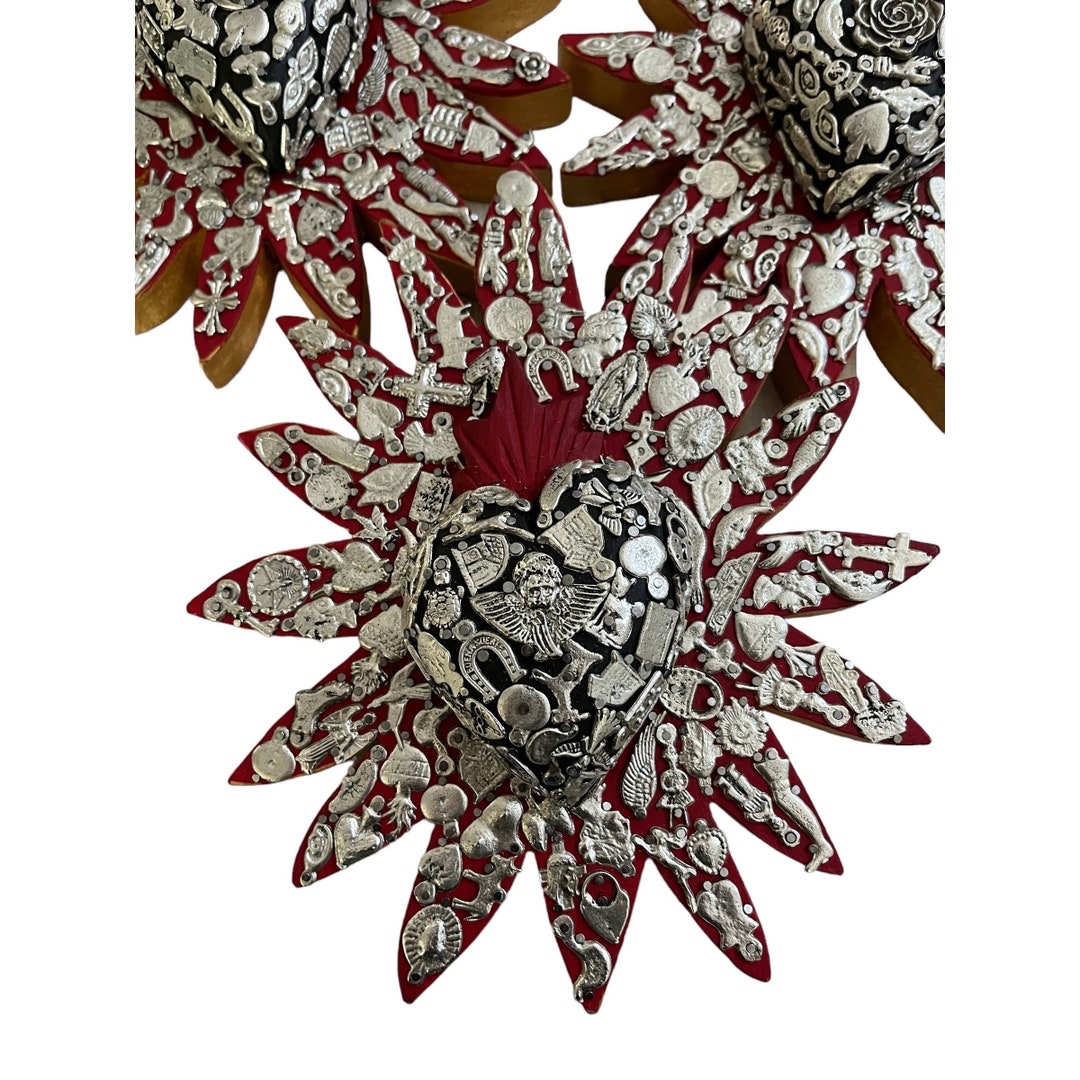 MILAGROS HEART, Sunburst Sacred Heart, Mexican Milagro Corazón 10 - Etsy