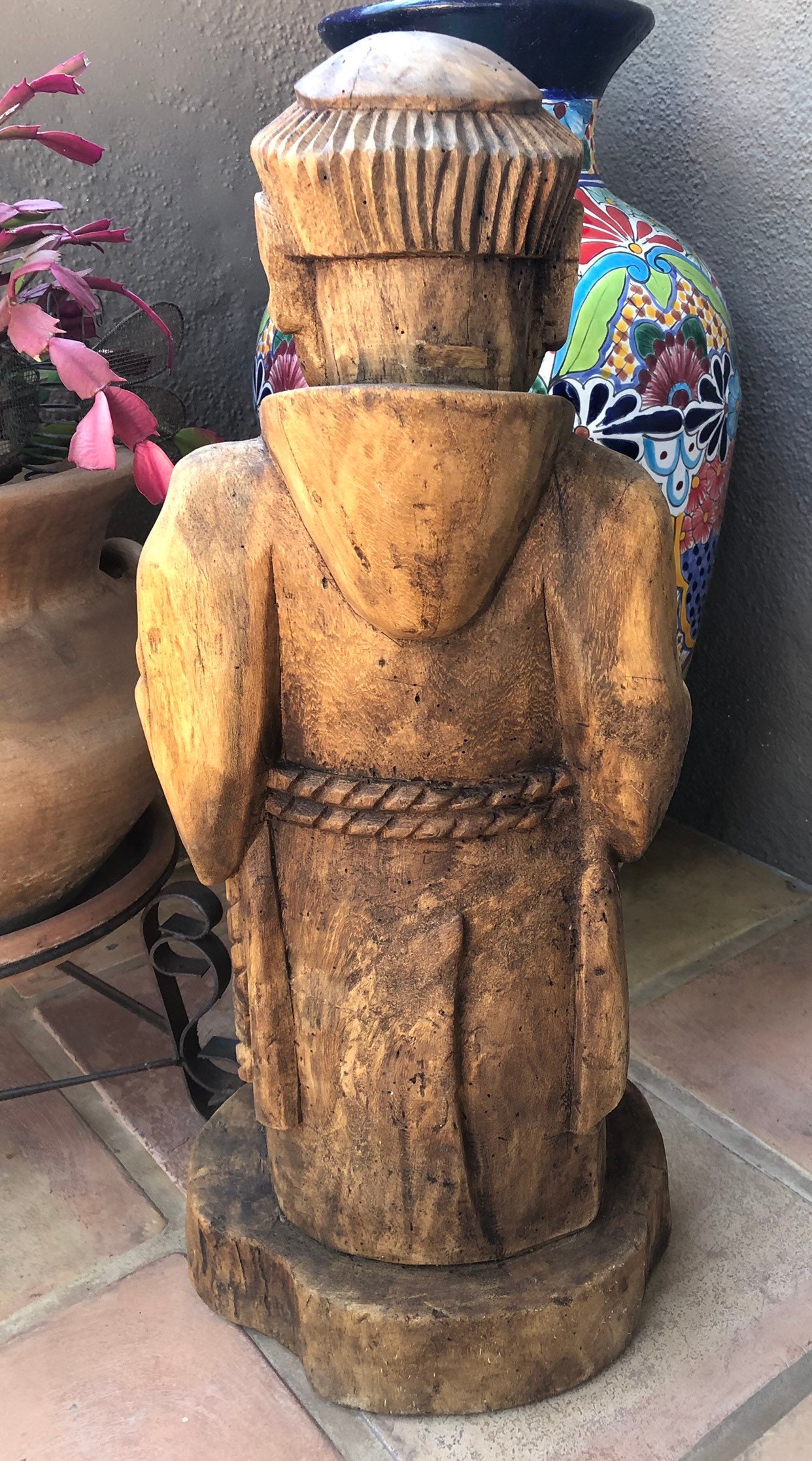 Carved Wood SAN PASQUAL Figurine, Patron Saint of Cooks Kitchen XLg ...