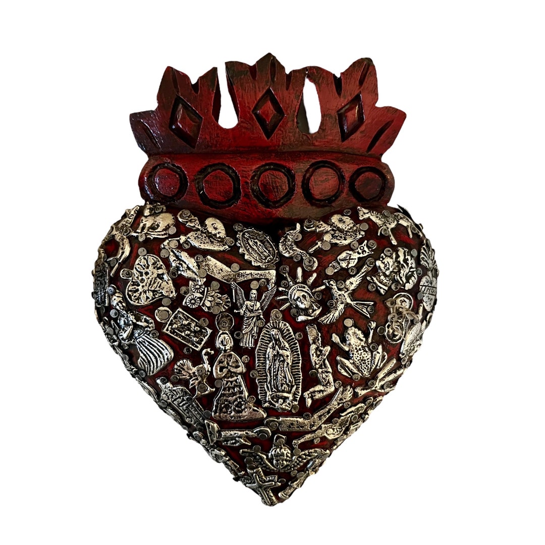 MILAGROS Heart With CROWN Mexican Exvotos Corazon Red SACRED - Etsy