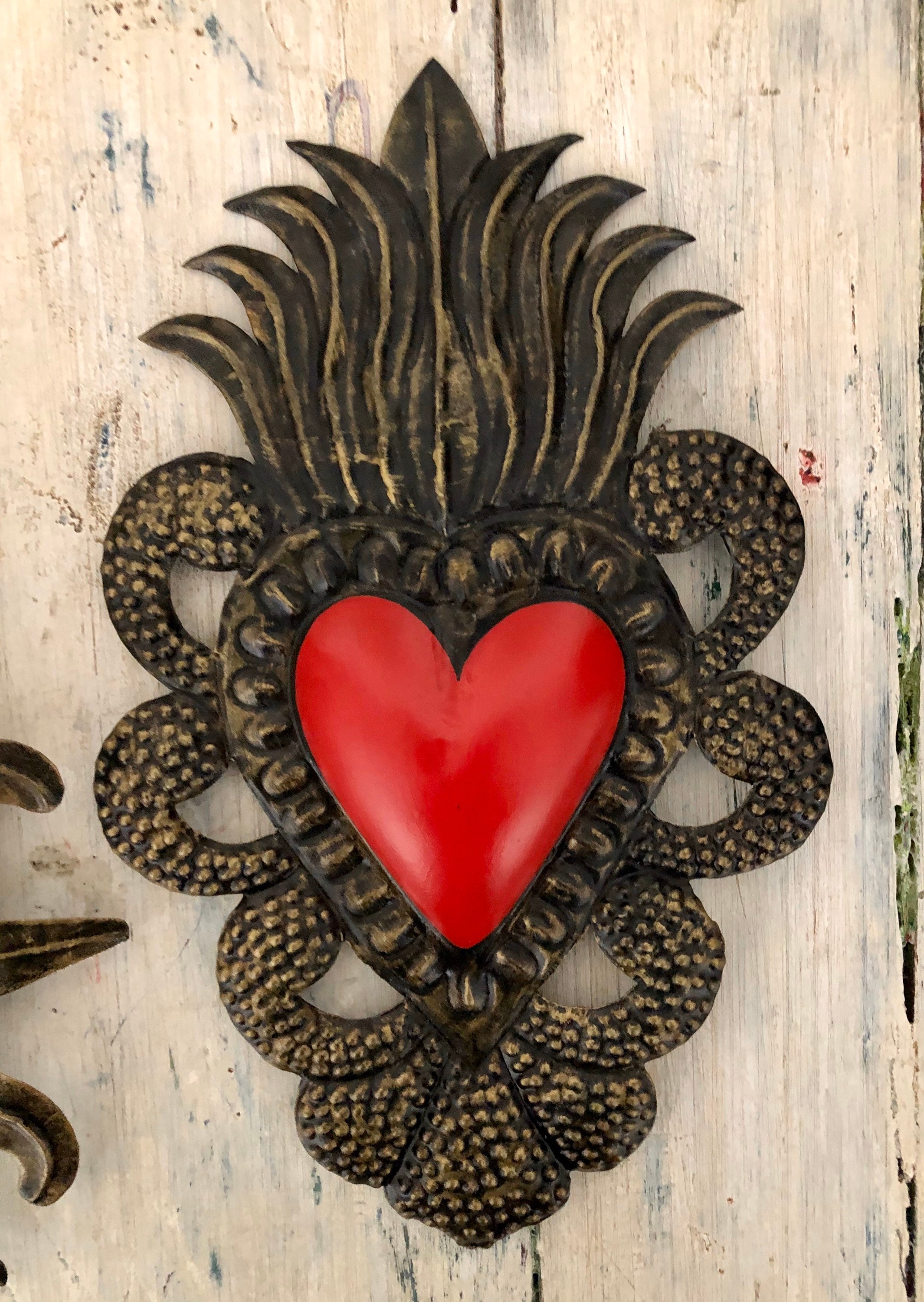 SET (2) Punched Tin Hearts