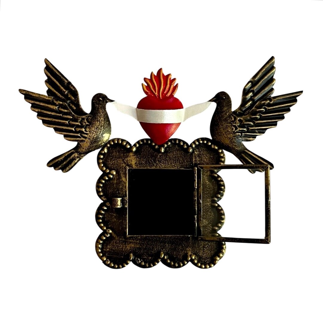 Mexican Tin Sacred Heart Nicho: Shadowbox Frame With Doves - Etsy