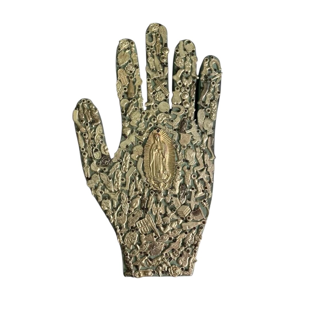 XLG MILAGROS HAND, Mexican Exvotos Hand With Charms, Healing Hand ...