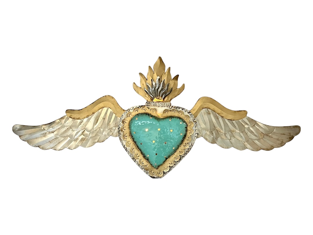SACRED HEART Tin Luminaria, XLG 40 Punched Tin Heart Light, Mexican ...