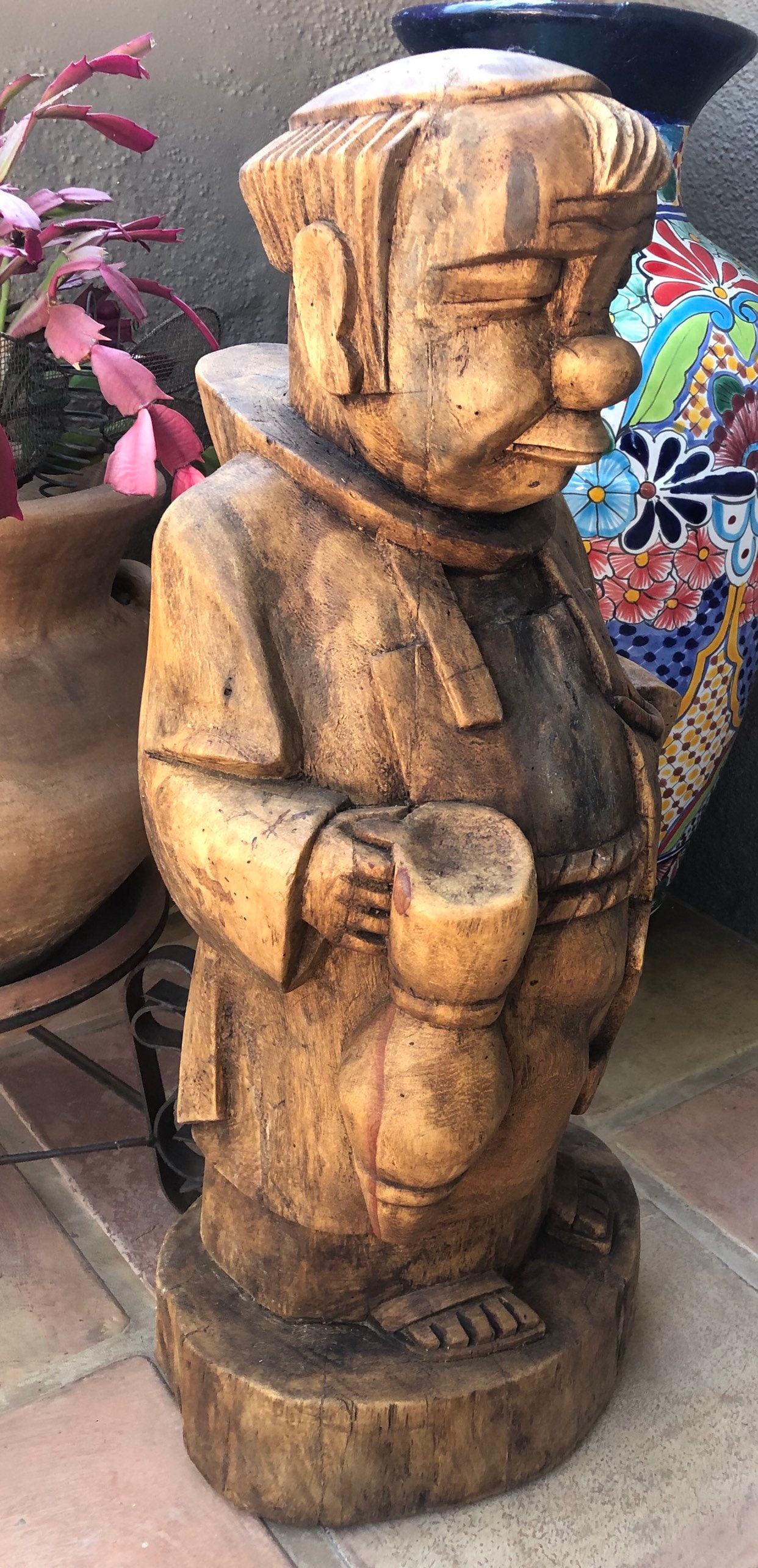 Carved Wood SAN PASQUAL Figurine, Patron Saint of Cooks Kitchen XLg ...