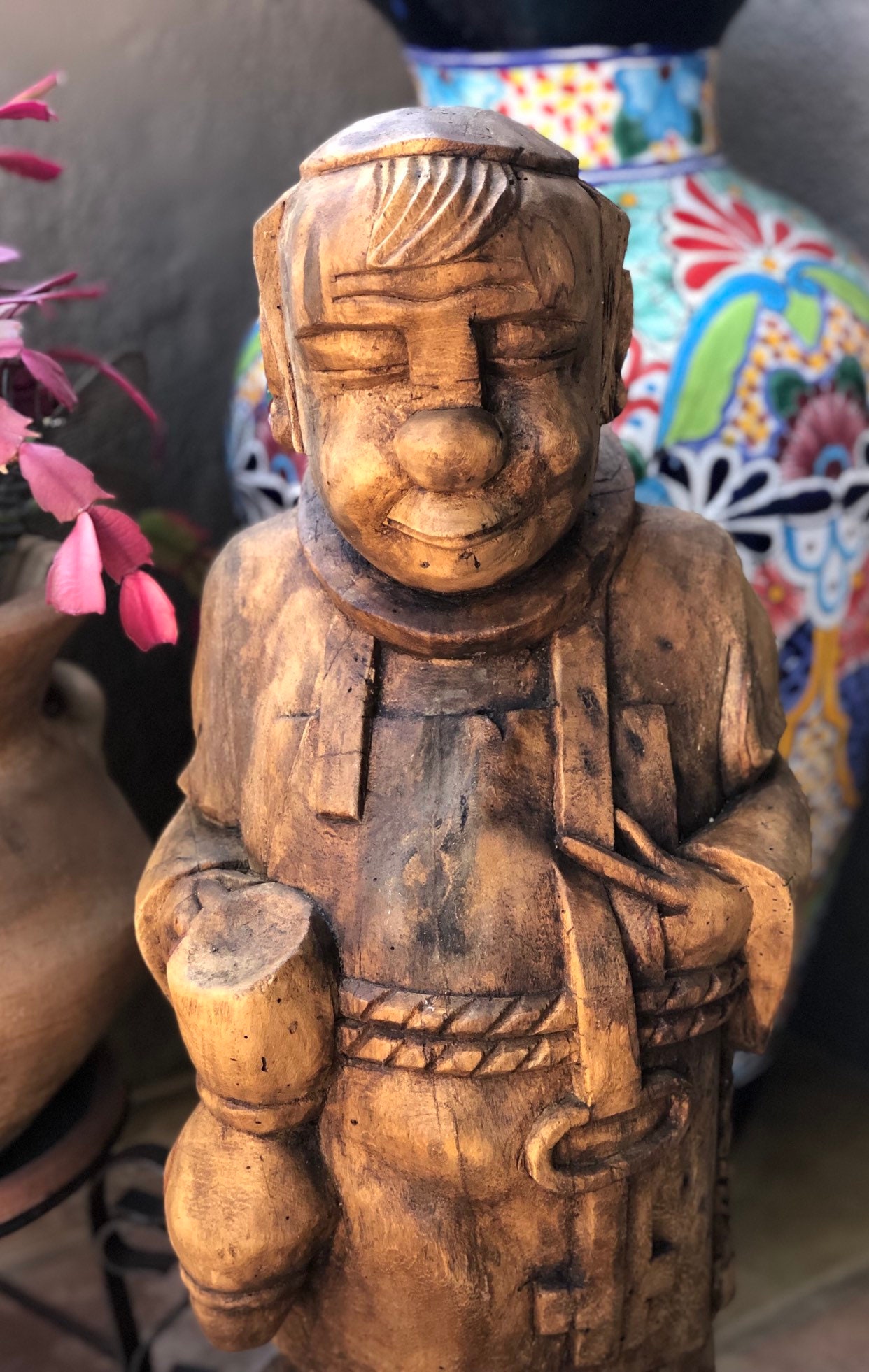 Carved Wood SAN PASQUAL Figurine, Patron Saint of Cooks Kitchen XLg ...