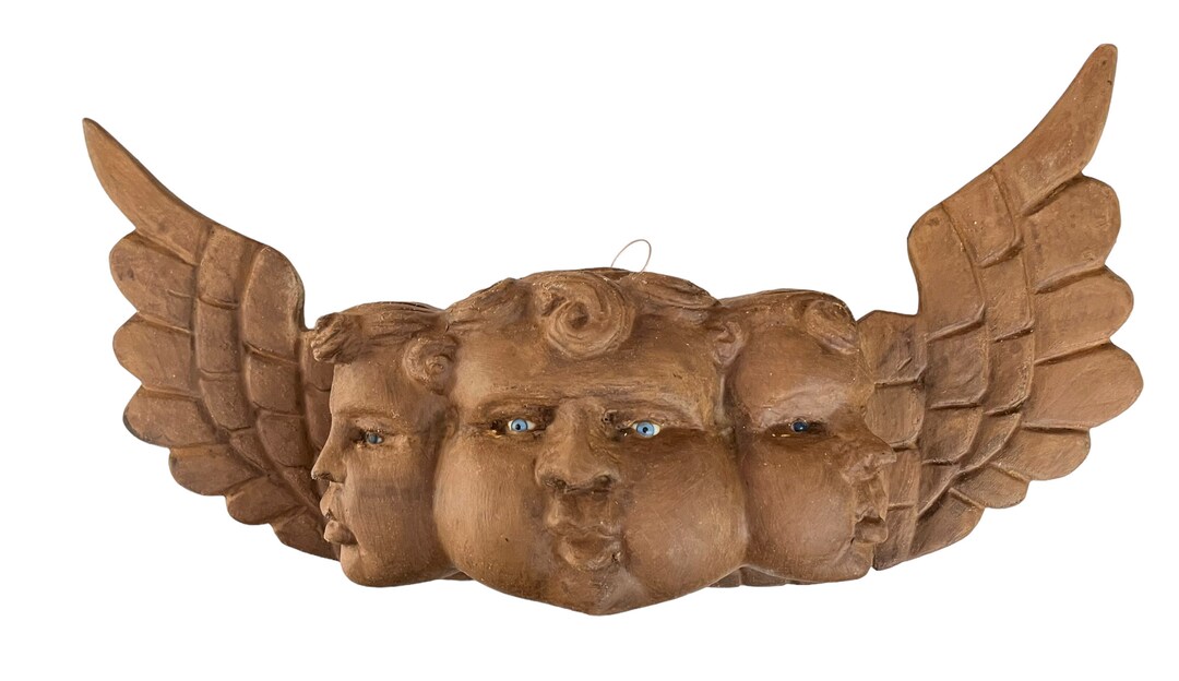 Mexican Wood ANGEL, Three Faces Cherub, Cacheton, Chubby Cheeks Angel ...
