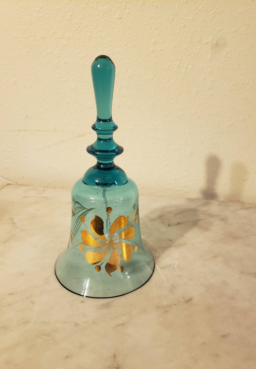 Fabulous Mouth Blown Crystal Bell, Made in Hungary, Blue-green Teal ...