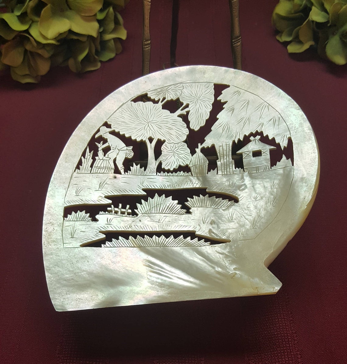 Mother of Pearl Carved Shell Plate Abalone Shell Openwork | Etsy