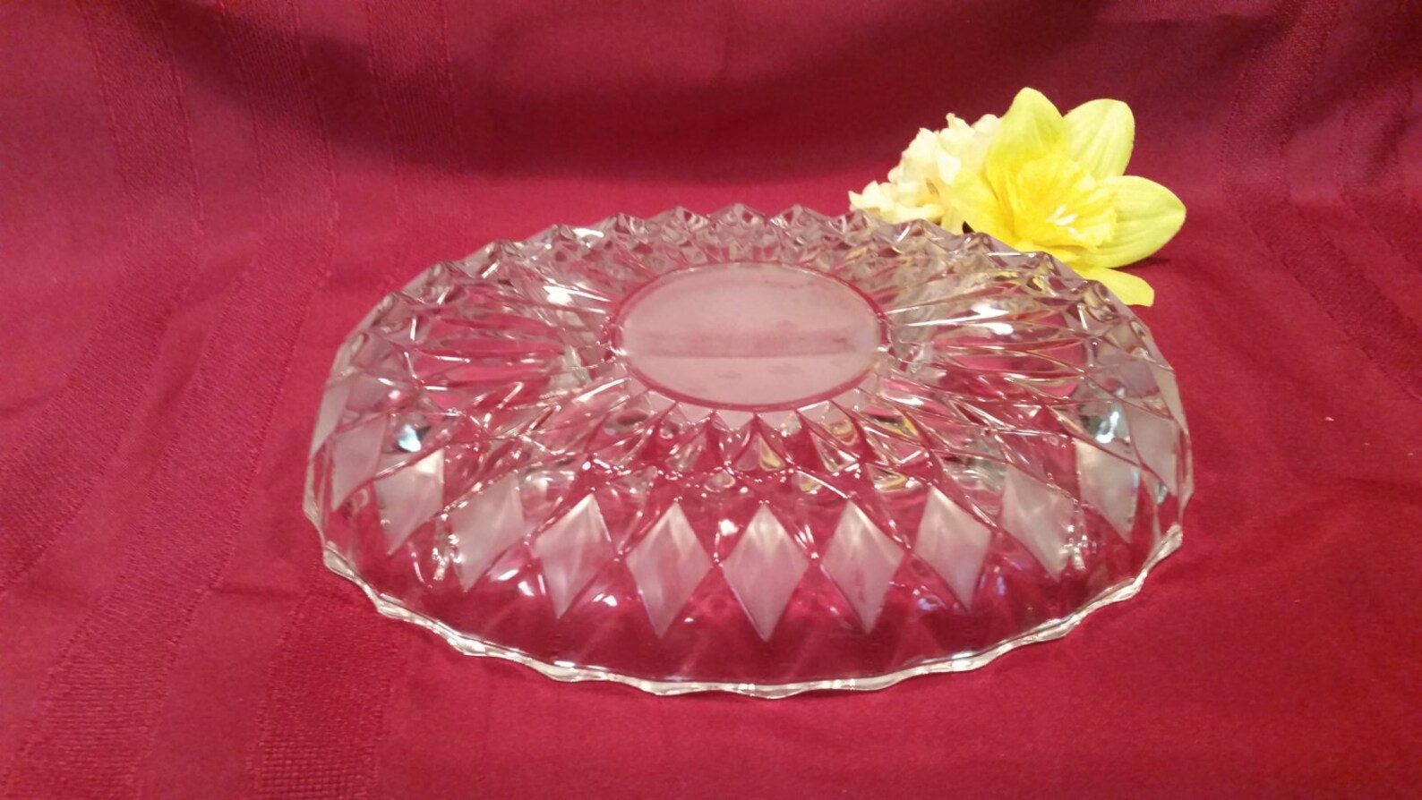 Cut Crystal Divided Dish, Etched Diamond Pattern, 4-section Serving ...