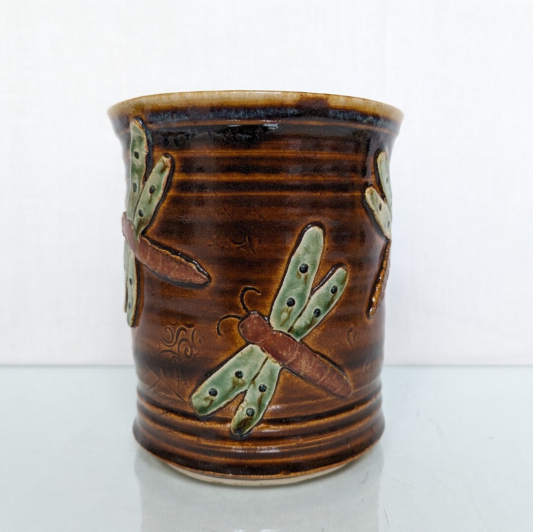 Handcrafted FIREFLY Pottery Jar, Vase, Interesting Applied Green ...