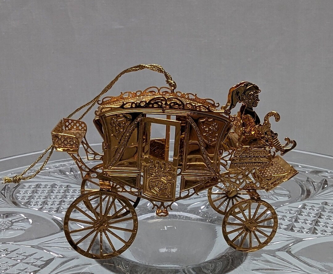 Vintage DANBURY Mint, 23K Gold CHRISTMAS COACH With Elf, Ornament, 3 ...