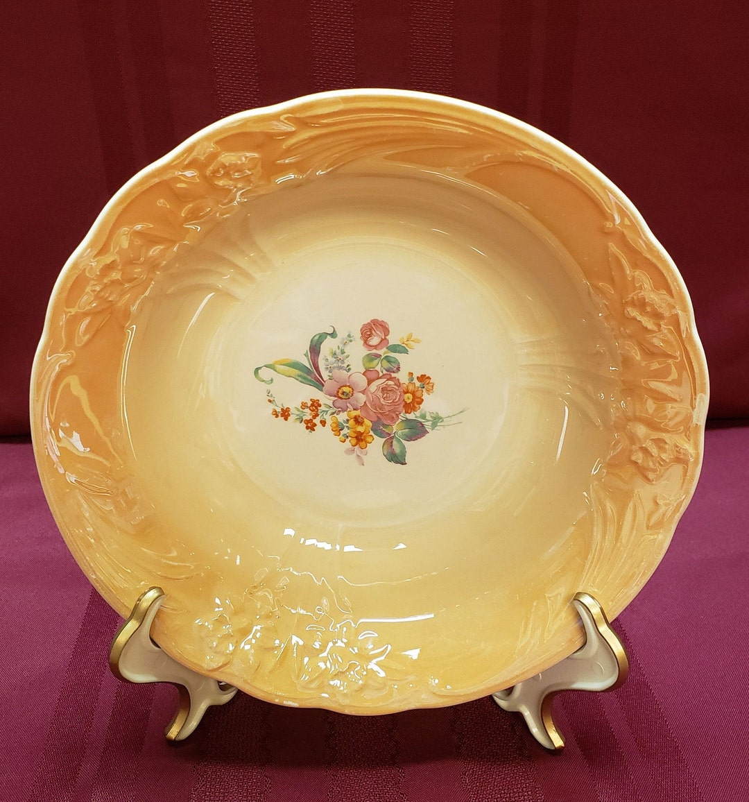 Crown Potteries 1951 Luster Serving Bowl, Golden Butter Color, Center ...