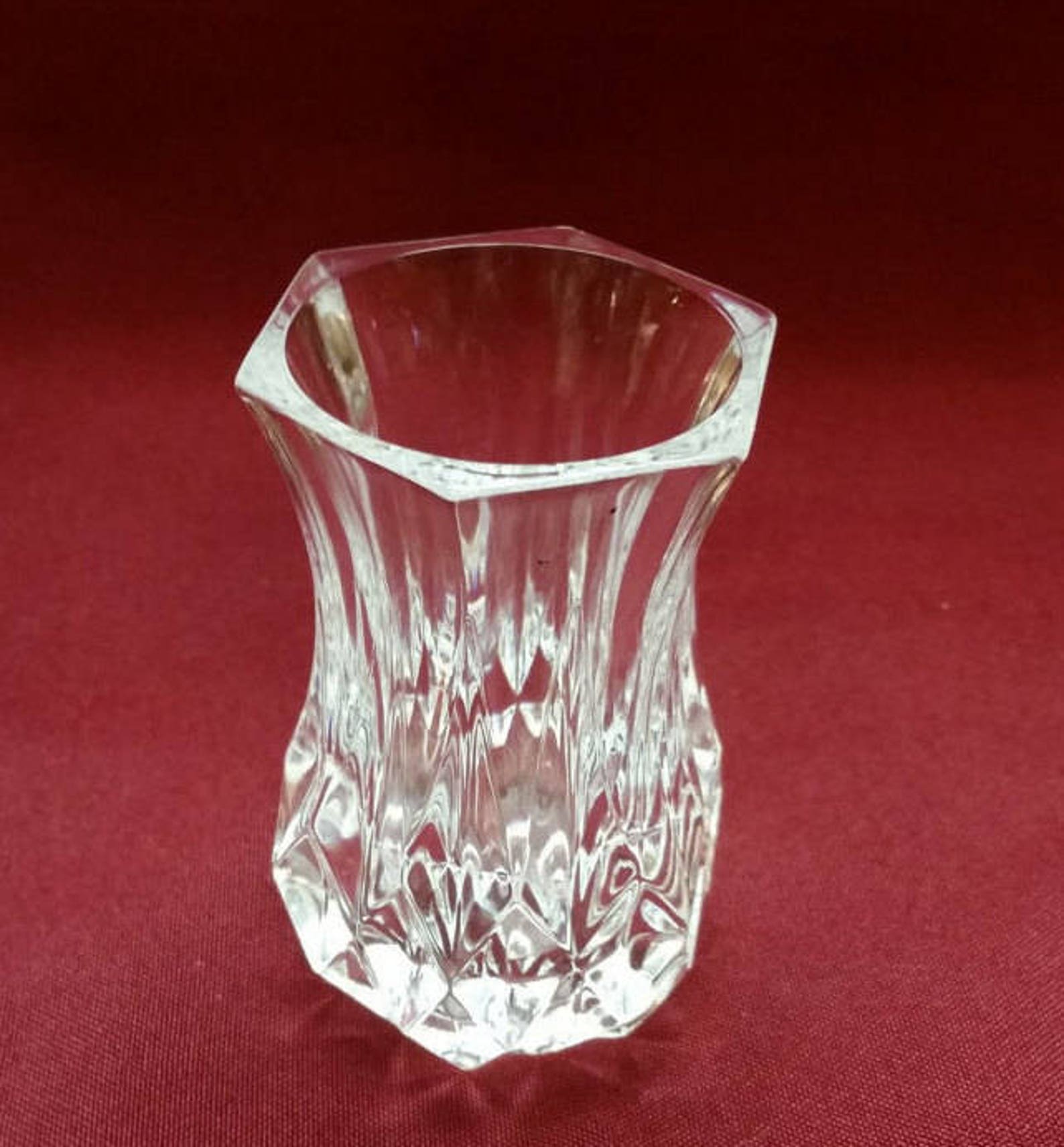 CRYSTAL Diamond Cut Pattern Vase Petite 3.25 Tall - Etsy