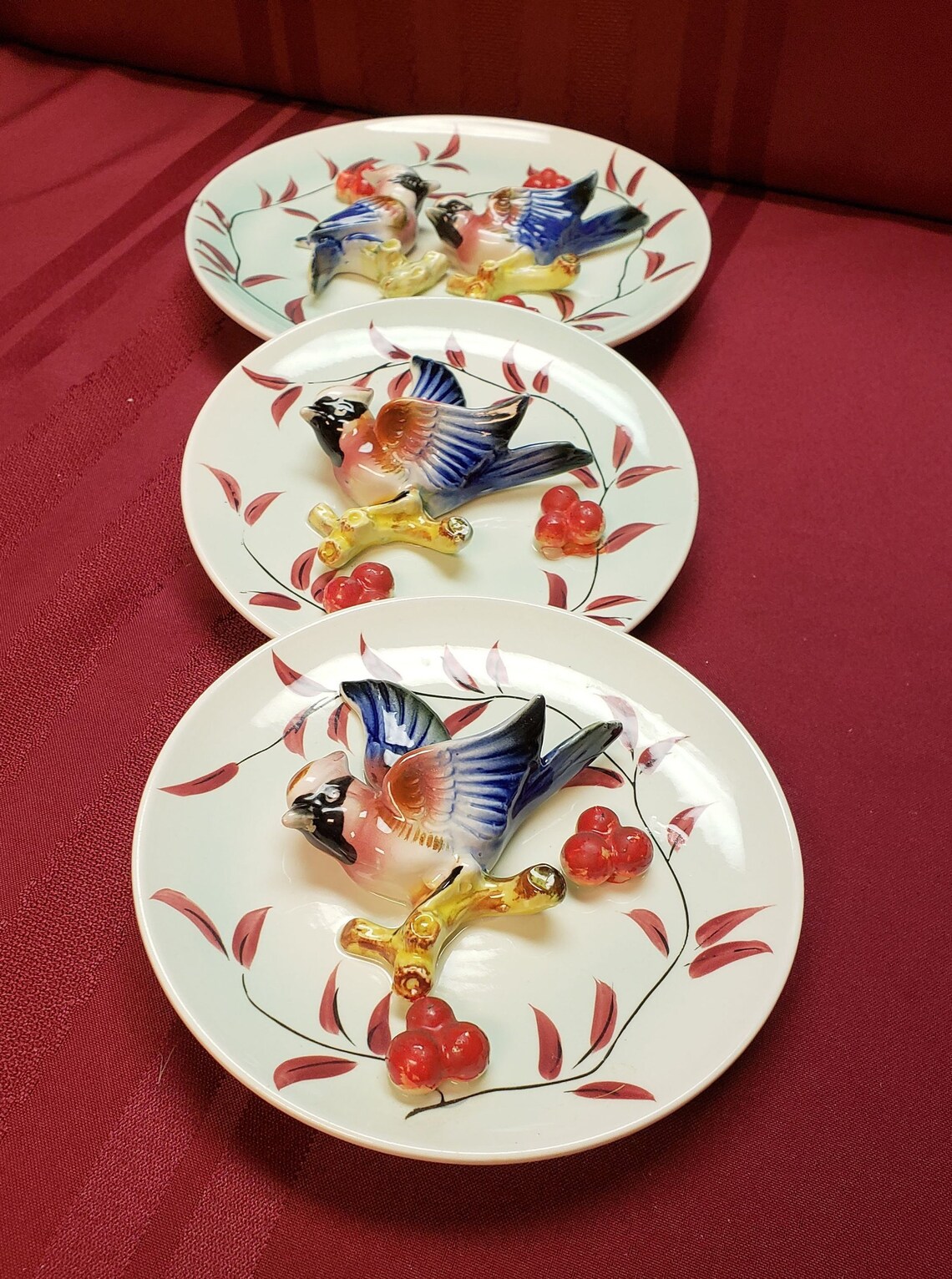 BIRD Plates 3-dimensional Set of 3 Made in 1950s Japan - Etsy