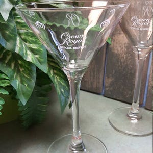 CROWN ROYAL Martini Glasses Set of 2 Special Reserve Logo - Etsy