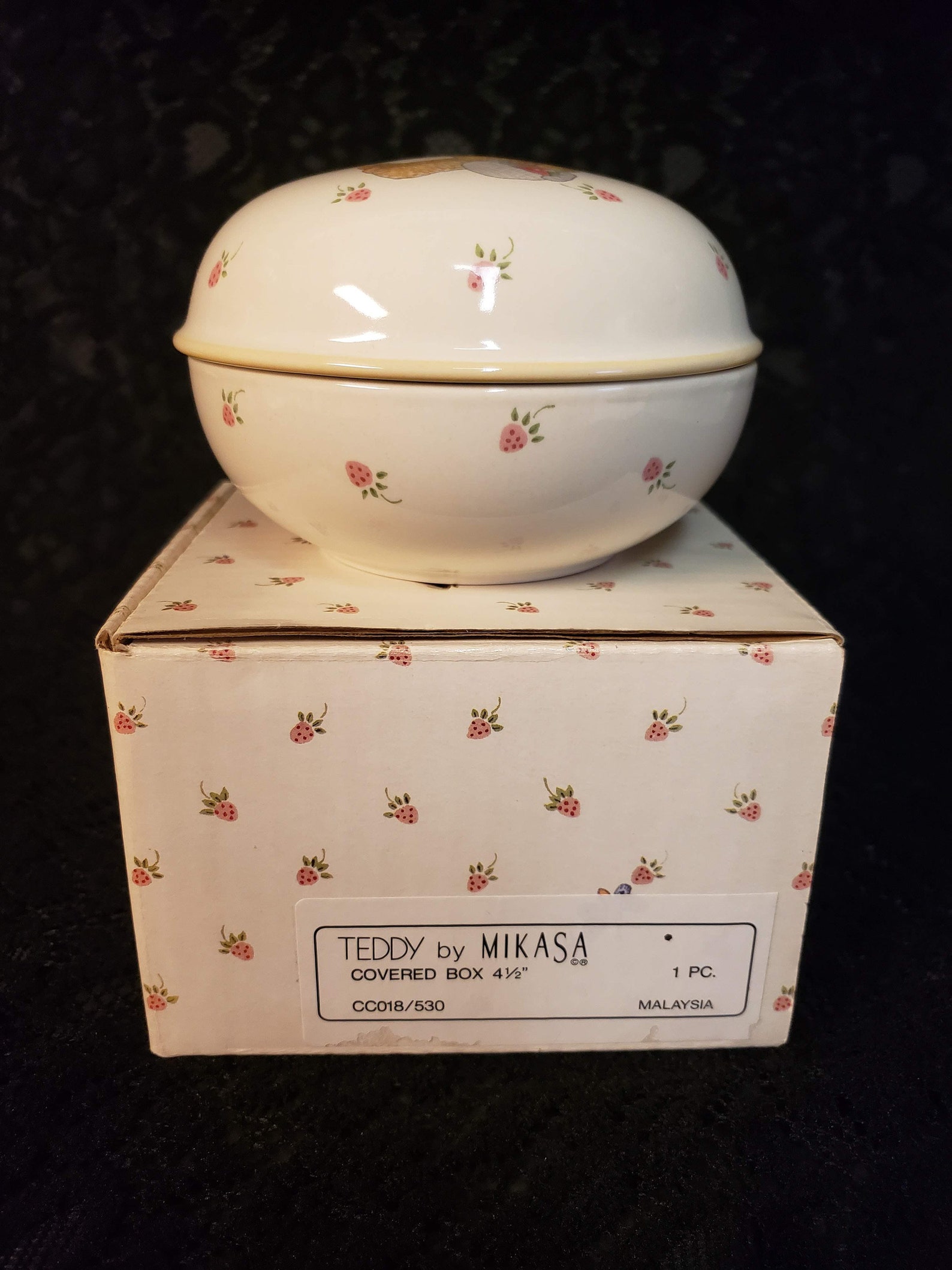 Mikasa TEDDY Trinket Box, Covered Box 4 1/2", Gray Mouse With Basket ...