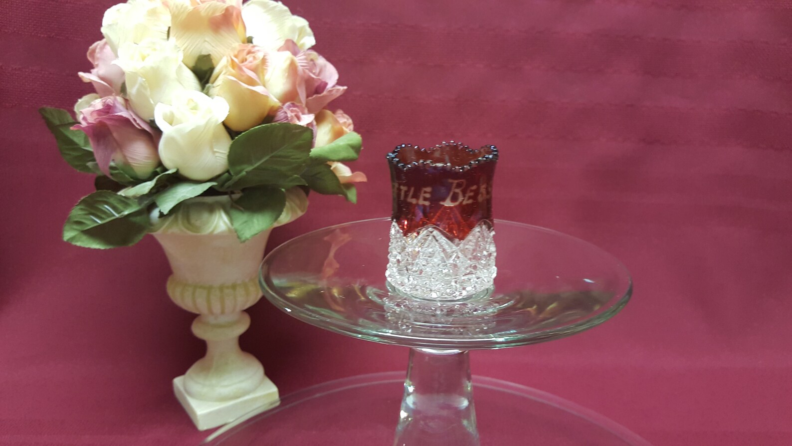 DUNCAN & Miller Button and Arches Pattern Ruby Flash | Etsy