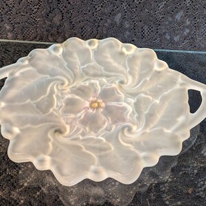 Fantasia Glass Platter by Princess House Glass, RARE SATIN Glass Floral ...