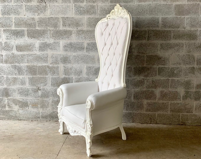White Throne Chair White Leather Chair 2 Available French - Etsy