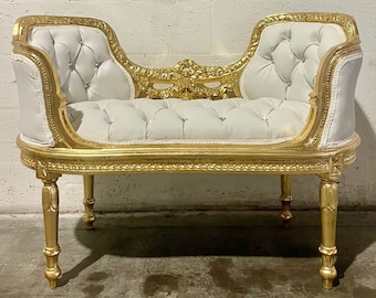 French Black Bench French Small Settee Vintage Bench Vintage Furniture ...