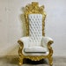 White Throne Chair 75h White Leather Chair 2 LEFT French Chair Throne ...