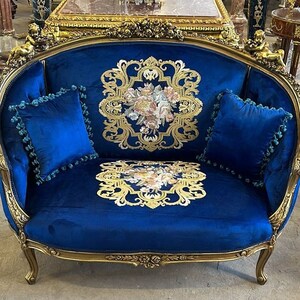 French Furniture Settee French Sofa Blue Vintage Furniture Vintage ...