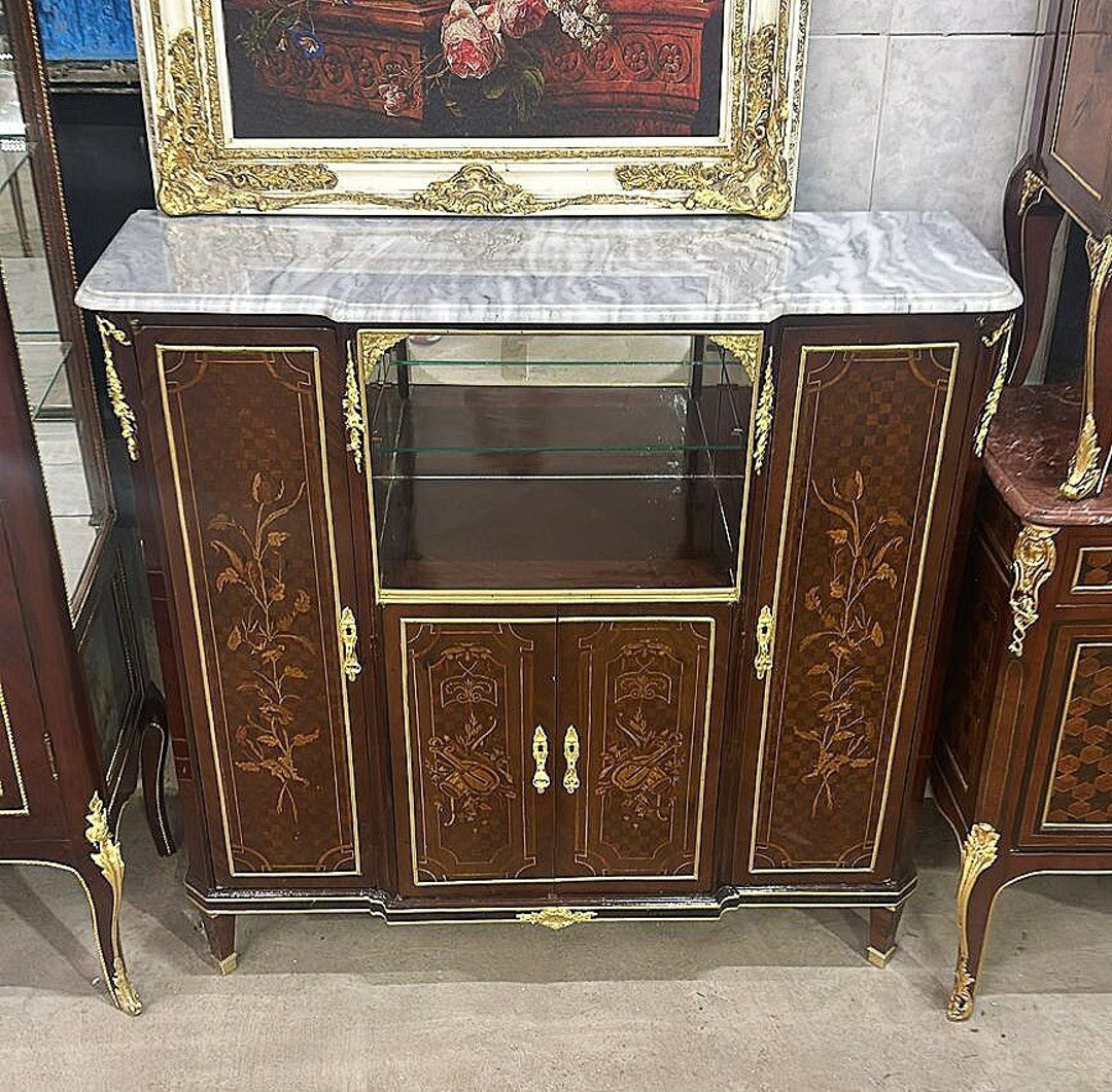 French Style Commode Large Marble French Antique Refinished Brass King ...
