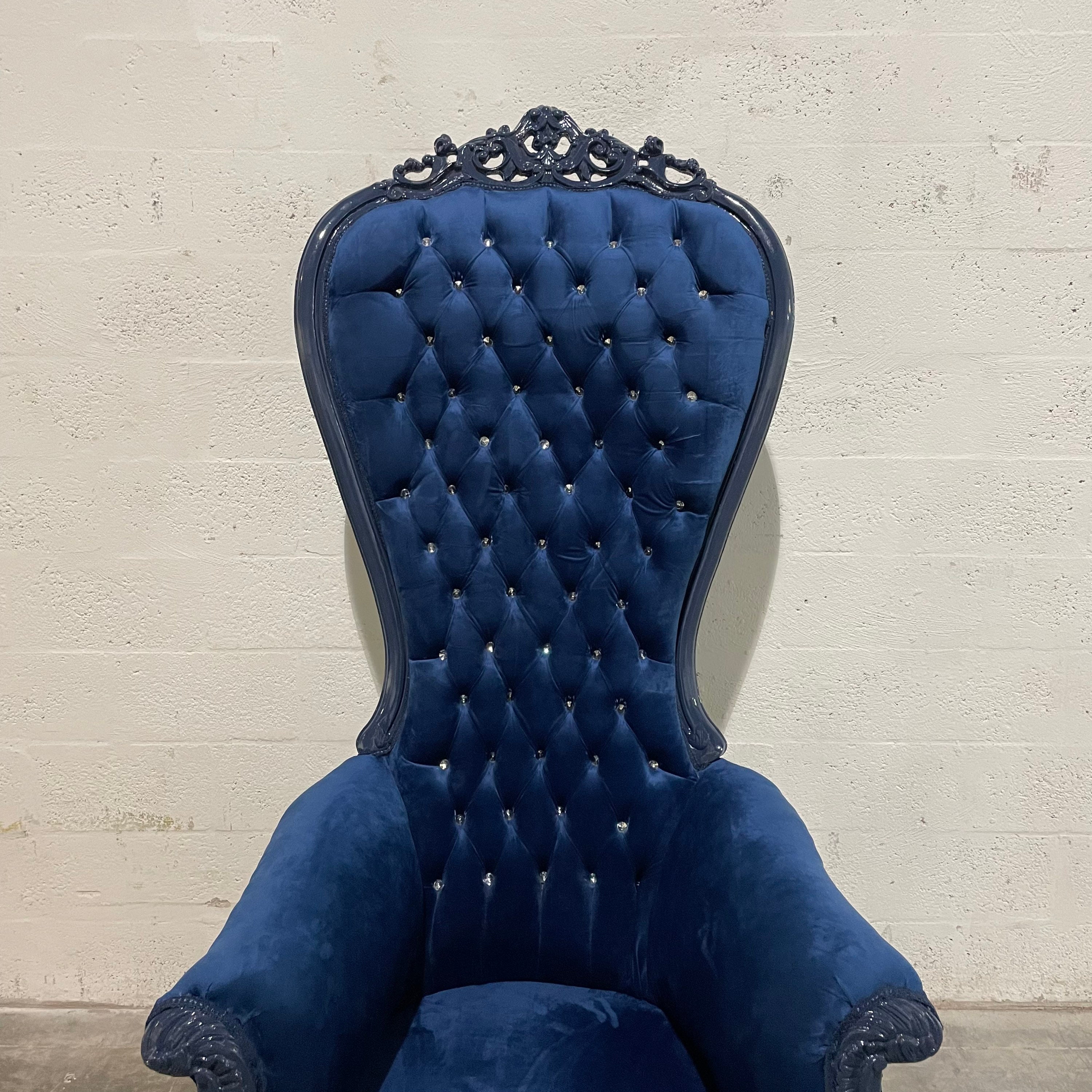 Blue Throne Chair Blue Velvet Chair French Tufted Chair Throne | Etsy