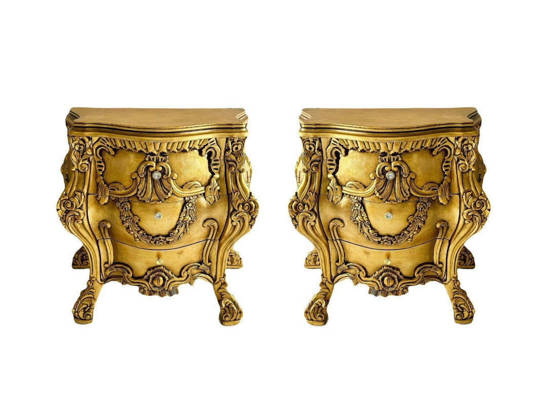 Commode SET 2 Pieces Night Furniture Baroque French Louis XVII Style ...