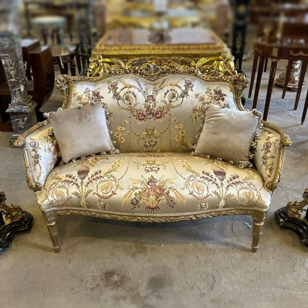 Vintage Antique Furniture Sofa French Gold Settee Baroque Furniture ...