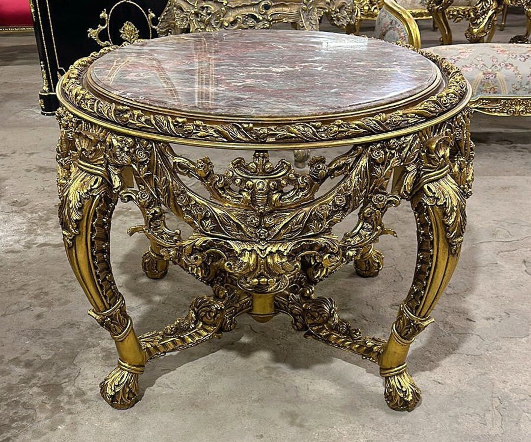 Gold Table Marble Victorian Antique Black Table Gothic Furniture ...