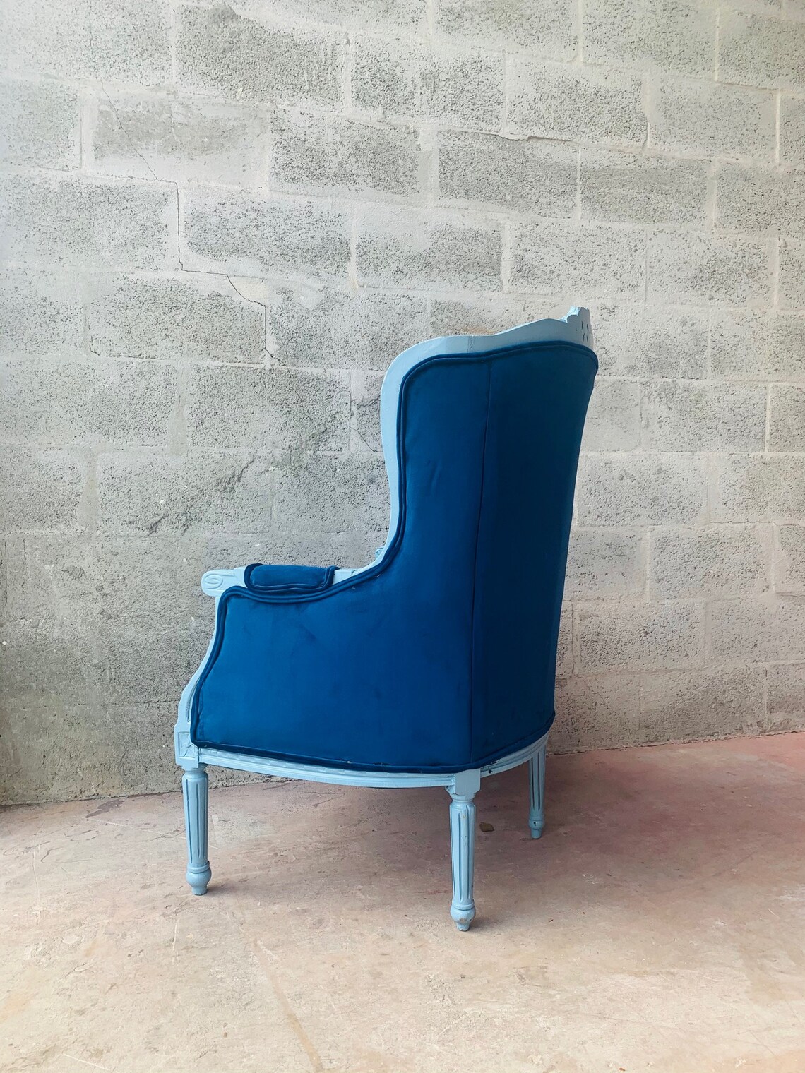 Vintage Chair French Light Blue Matte Custom Frame Royal Blue | Etsy