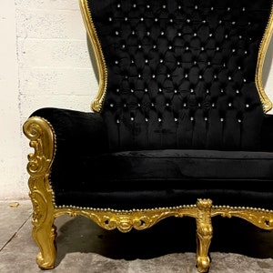 Only 1 Left in Stock Gold Throne Chair Double Throne 2 Seater Black ...