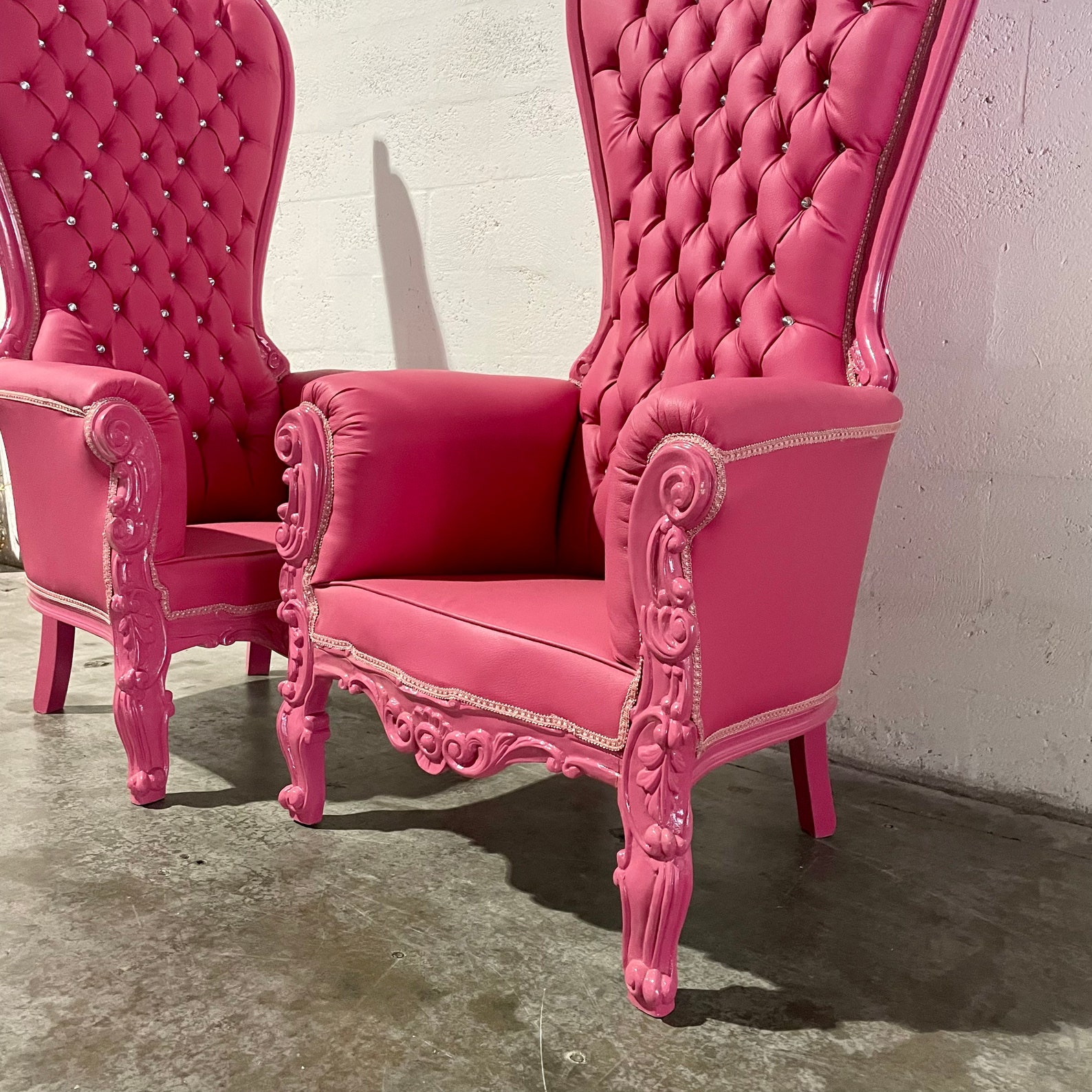 Pink Throne Chair 75h Pink Leather Chair 2 LEFT French - Etsy