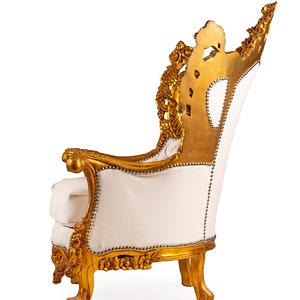 Rococo Chair White Leather 2 Chairs Left French Chair Vintage Furniture ...