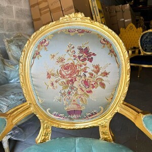 Tufted Chair Sky Blue Velvet French Rococo Style 2 Available Vintage ...