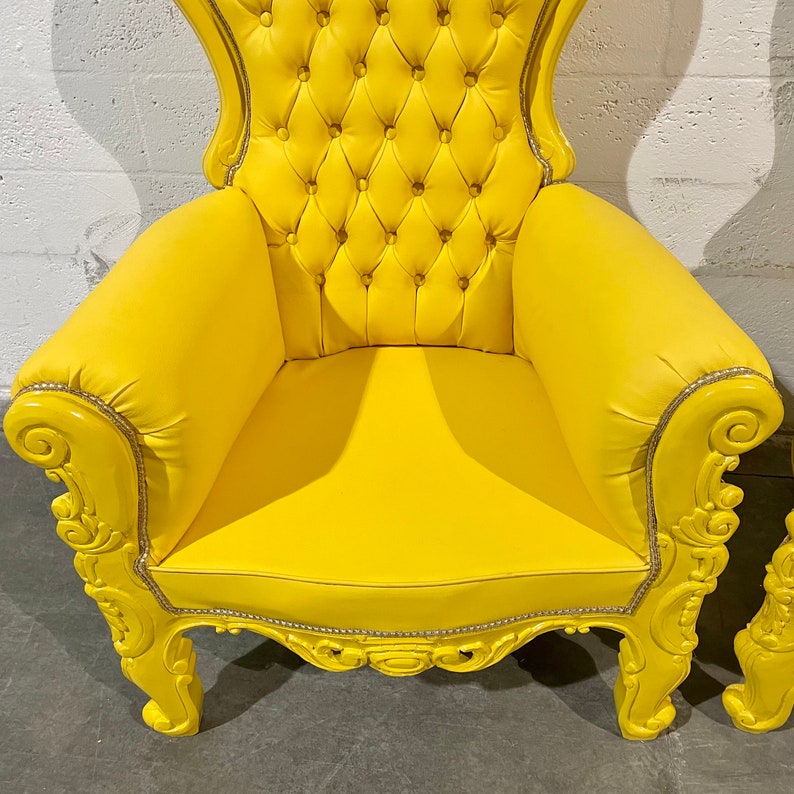 Yellow Midsize Throne Chair Yellow Leather 55 Tall 2 IN - Etsy