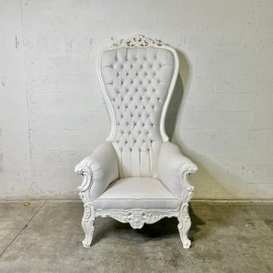 White Throne Chair White Leather Chair 2 Available French Tufted Chair ...