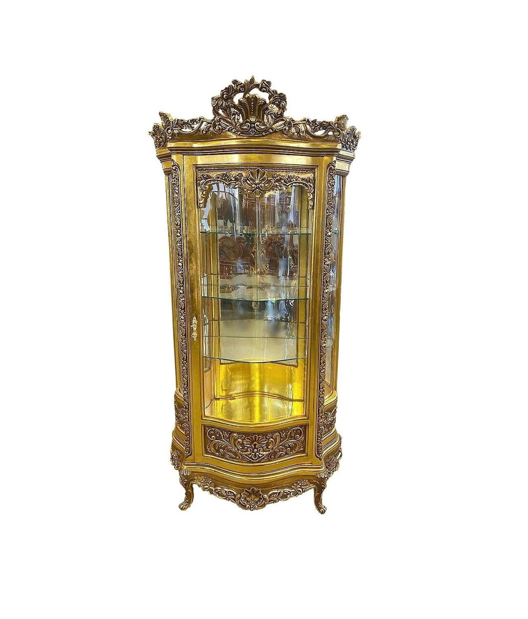 Glass Gold Cabinet Vitrine French Antique Vitrine Gold Gabinet French ...